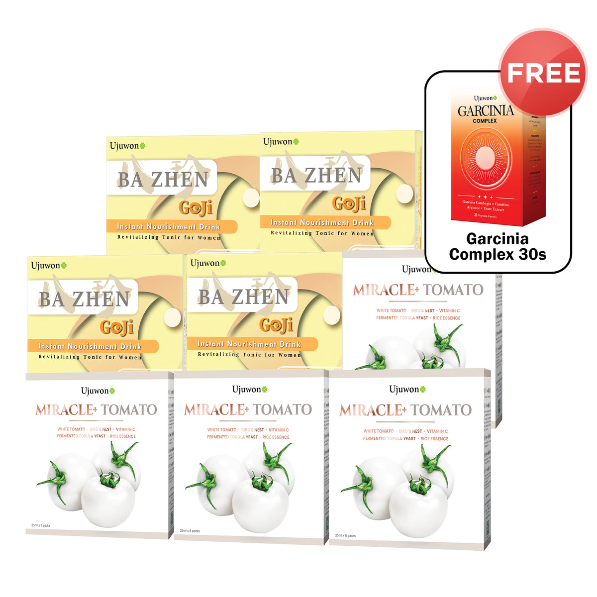 【Bundle Of 8】Ujuwon Miracle+ Tomato Skin Booster 8s x4 + Ba Zhen Goji